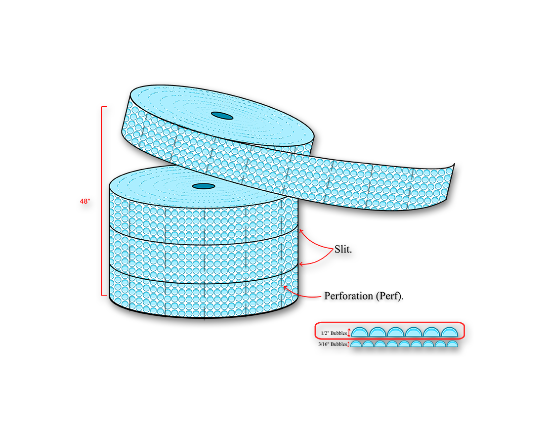 Bubble 1/2" x 48" x 250', Slit 12", Perf 16" (PICK UP OR YORK REGION D – wolfpack.ca